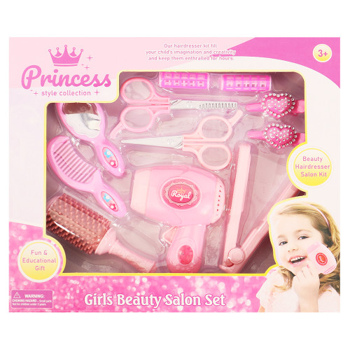 TOY BEAUTY SALON SET W/HAIR DRYER 11PCS