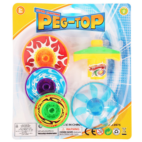 TOY SPINNING TOP W/LIGHT PEG TOP 5PC