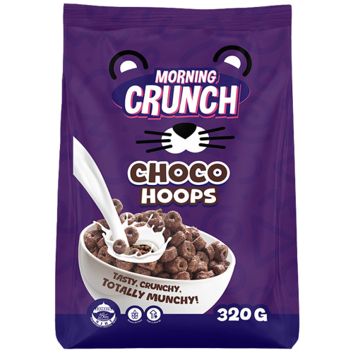 CEREAL MORNING CRUNCH CHOCO HOOPS 320g