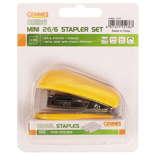 BTS STAPLER GENMES MINI W/STAPLES 55136