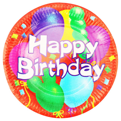PARTY PLATE 6s W/HAPPY BIRTHDAY ROUND