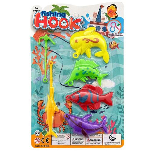 TOY FISHING GAME HOOK SET 6PC CARDED