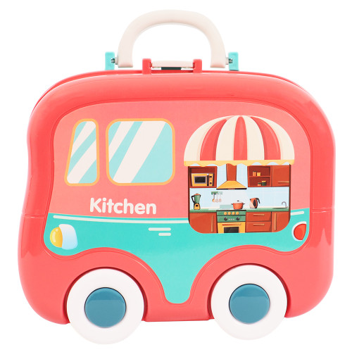 TOY KITCHEN SET W/CARRY CASE CARAVAN SHP