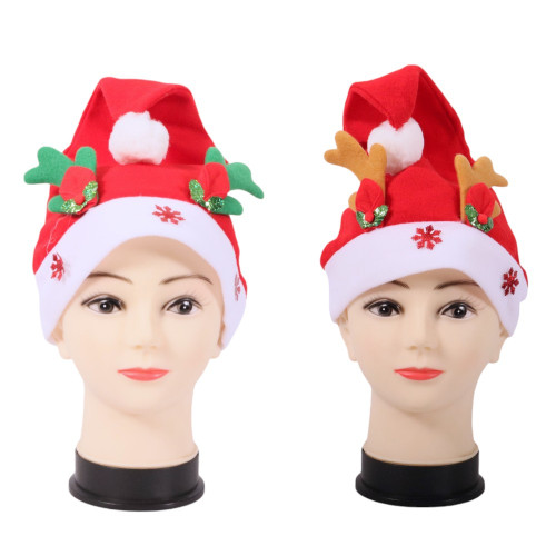 XM SANTA HAT W/REINDEER EARS ASST COL
