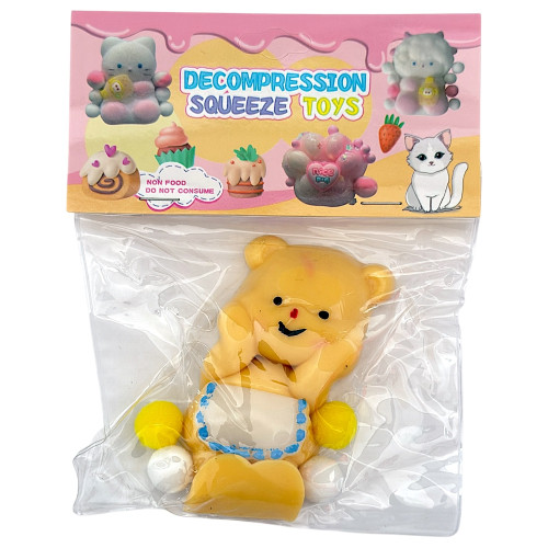 TOY SQUISHY TEDDY W/4 MINI BALLS