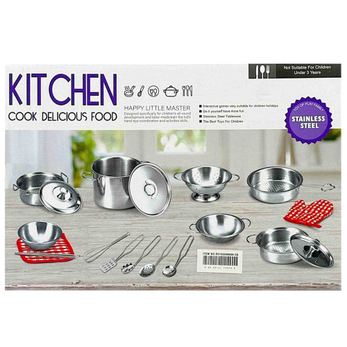 TOY KITCHEN PLAY SET STAINLESS STEEL