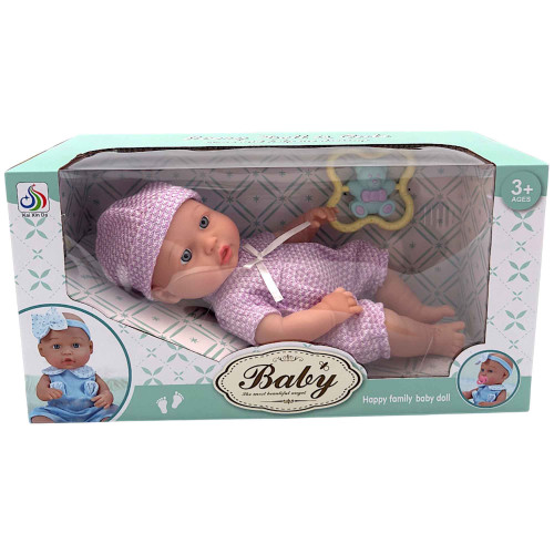 TOY DOLL SOFT BABY 32CM W/RATTLE IN BOX