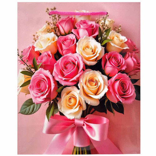 GIFT BAG 44X32CM ASST ROSE DESIGNS