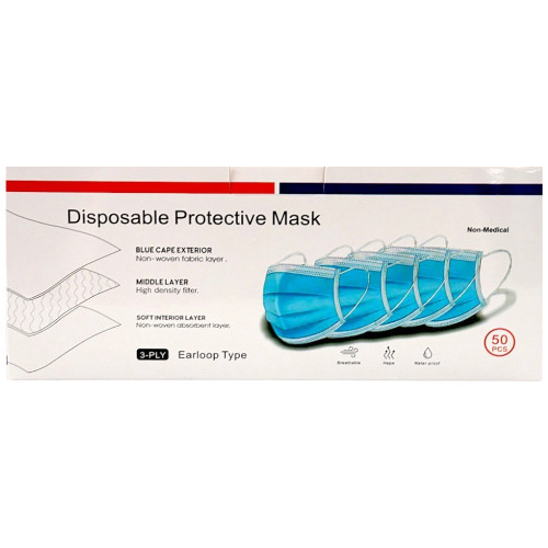 MASK 3PLY 50s BLUE DISPOSABLE ADULT